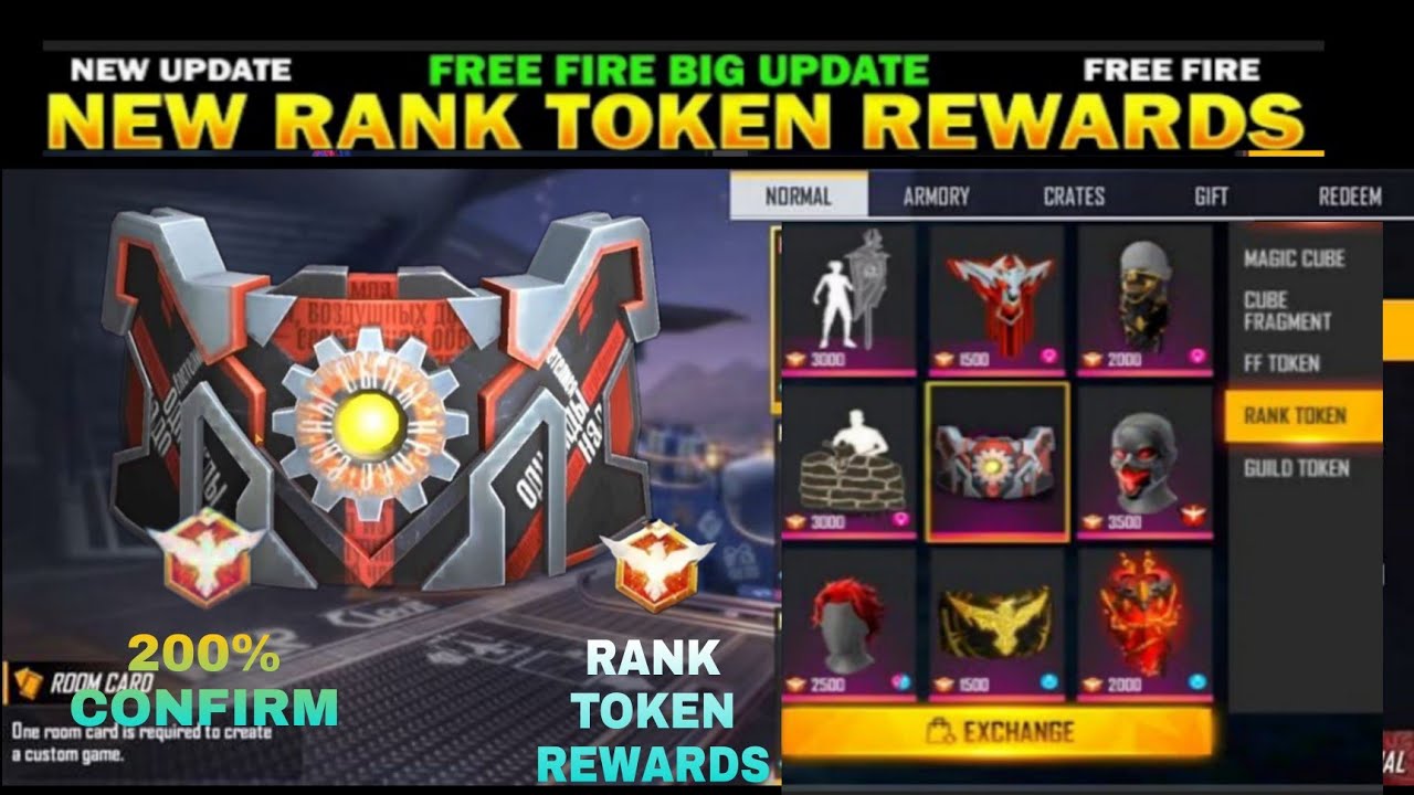 Next Rank Token Rewards in Free Fire | New season 25 Rank Token Dress ...