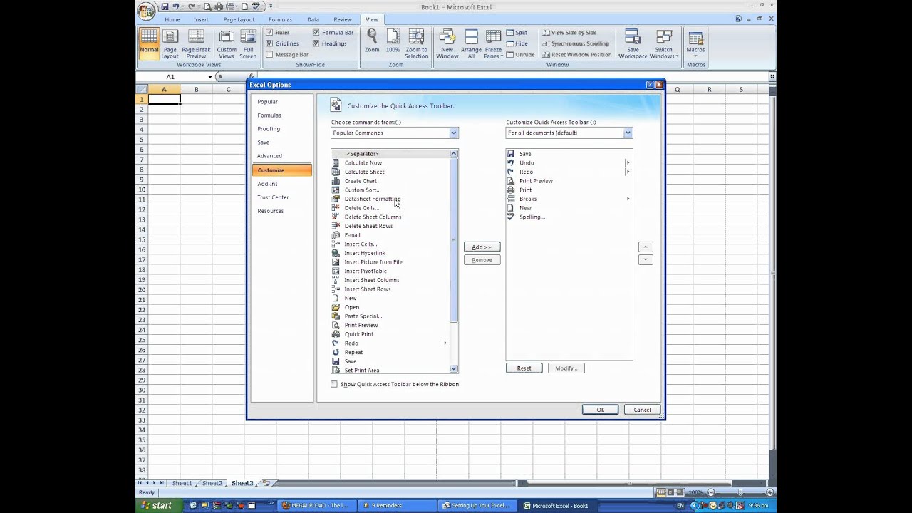 01- Excel 2007- Setting Up Your Excel Environment - YouTube