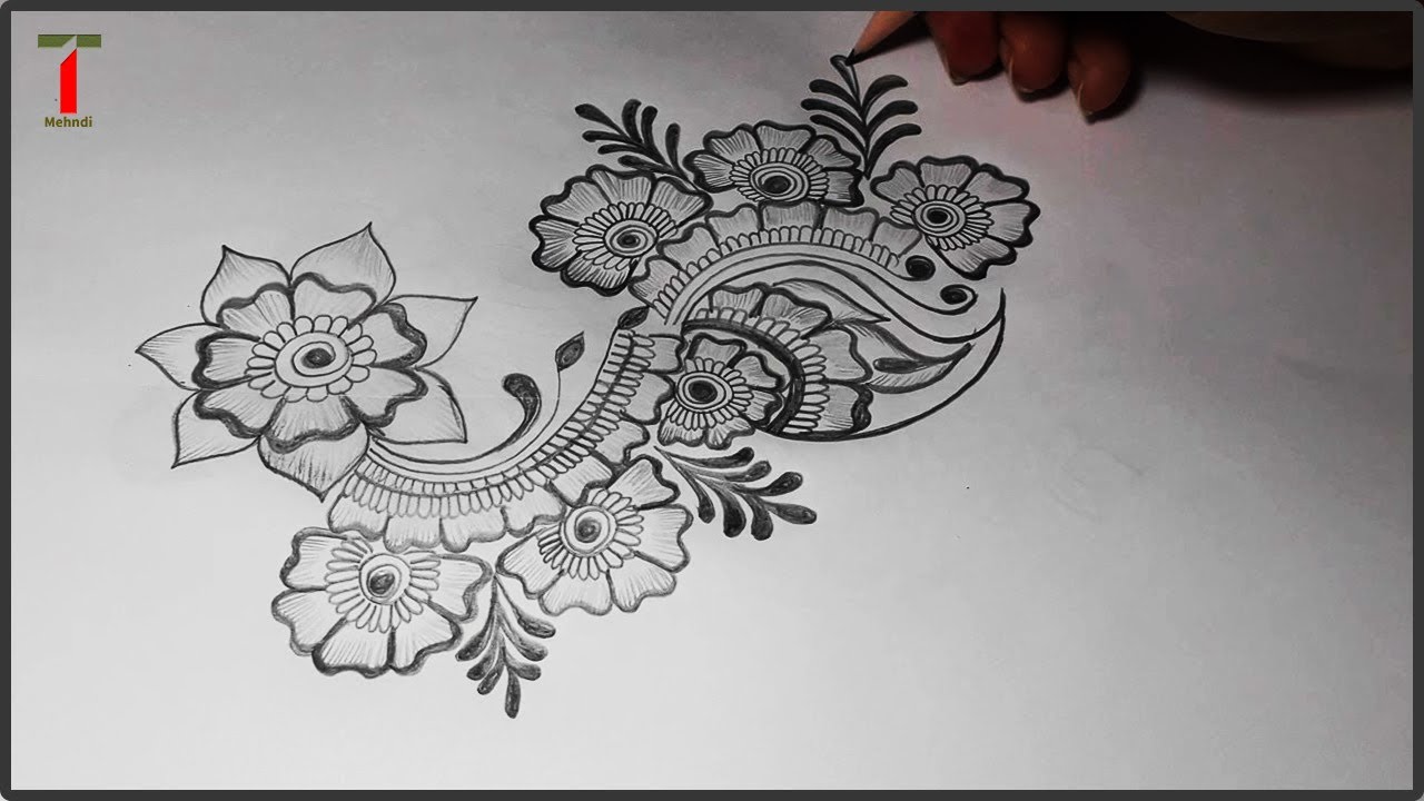 Beautiful flower mehndi design| Simple mehndi design| pencil drawing ...