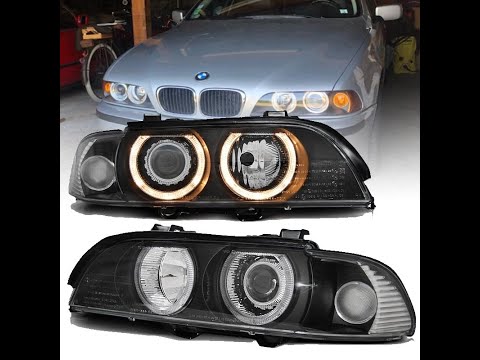 2 Phares avant BMW Serie 5 E39 95-03 Angel Eyes - Noir