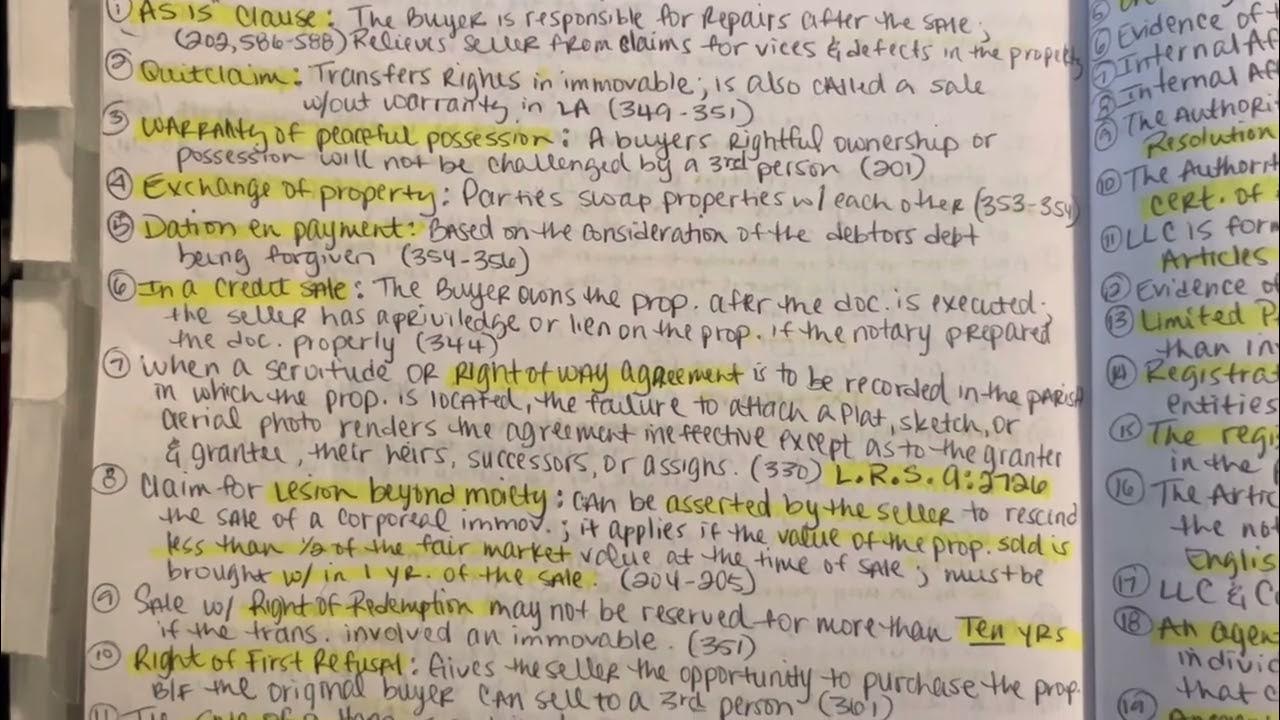 Louisiana Notary Study Guide Notes, Pg 4 - YouTube