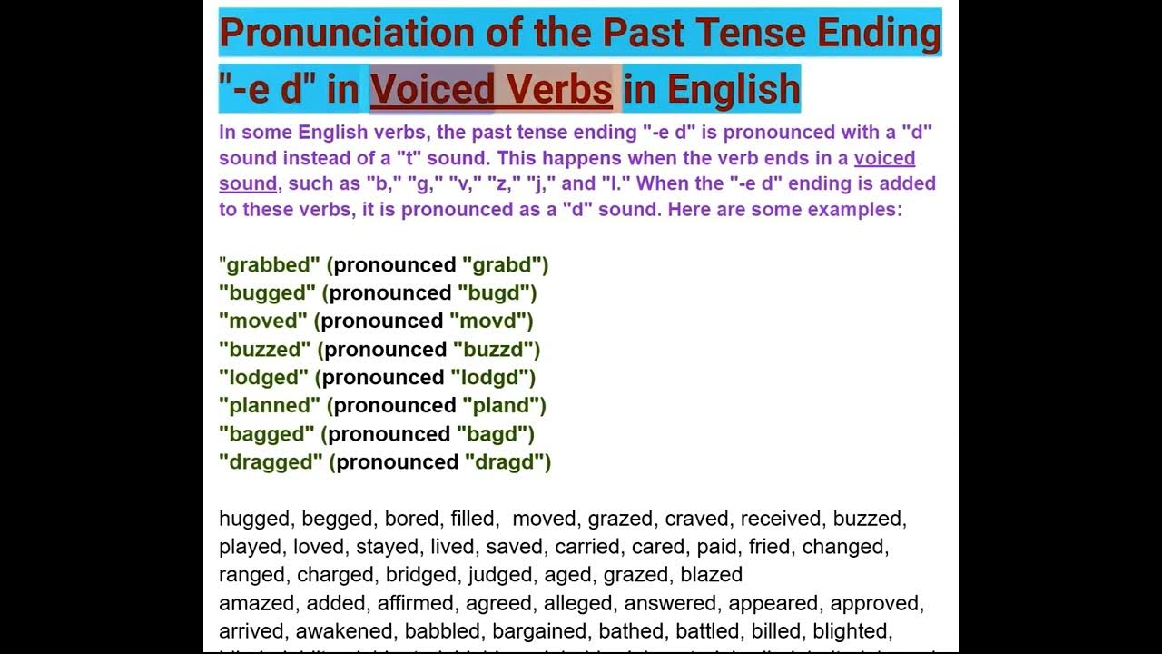 How to Pronounce -ED Endings in Voiced Verbs | English Pronunciation Guide - YouTube