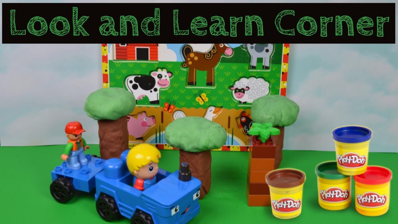 Learn Farm Animal Names and Sounds for Toddlers Playdoh Surprise ...