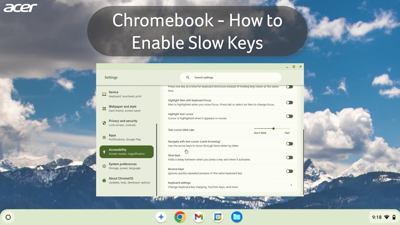 Chromebook - How to Enable Slow Keys - YouTube