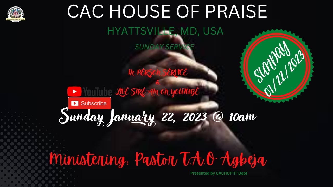 CAC House of Praise - Sunday Service - 01/22/2023 - YouTube