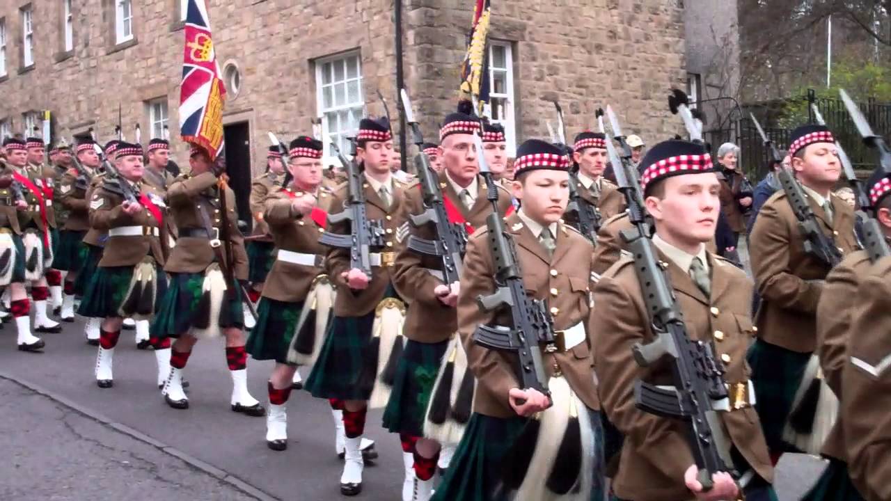 7 Scots Royal Regiment of Scotland Marching Down Broad Street In ...
