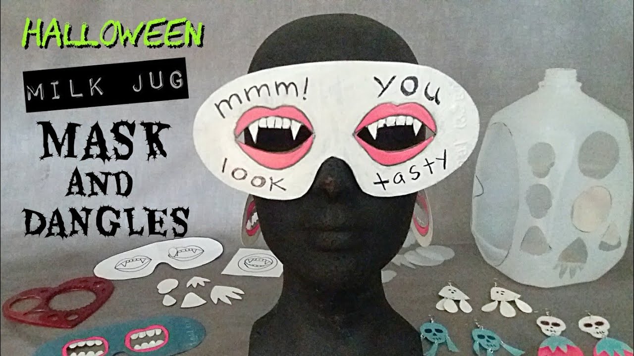 DIY MASK & DANGLES FROM MILK JUG - YouTube