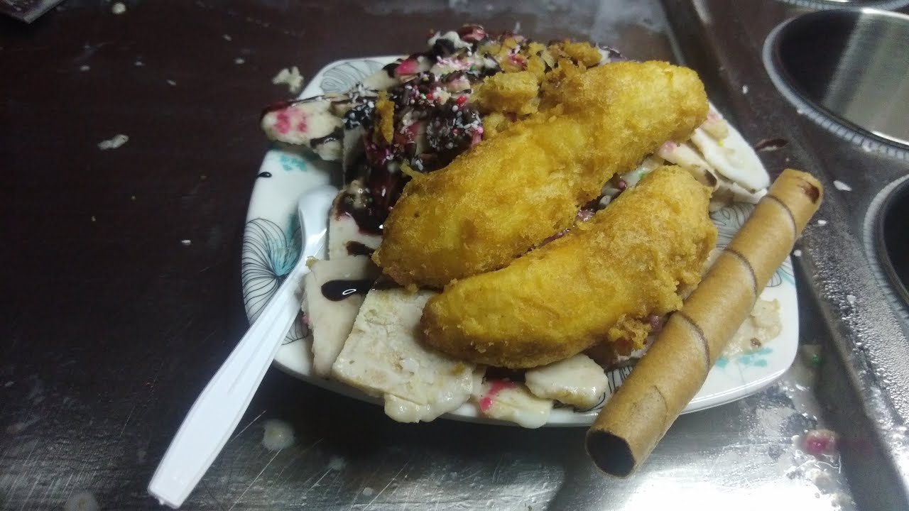 AISKRIM GULUNG PISANG GORENG | ICE CREAM ROLLS FRIED BANANA | ASMR ...