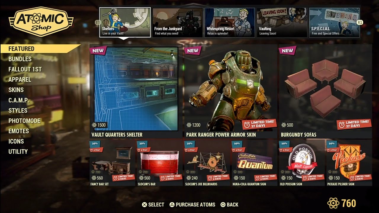 What's New On The Atom Shop 1/26/21 - Fallout 76 - YouTube