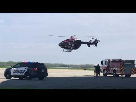 LifeLine EC-145 Medical Helicopter | Landing/Takeoff @Columbus, IN ...