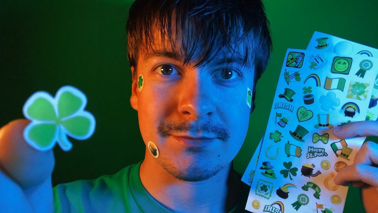 [ASMR] Putting St. Patrick's Day Stickers All Over Your Face | Sticky ...