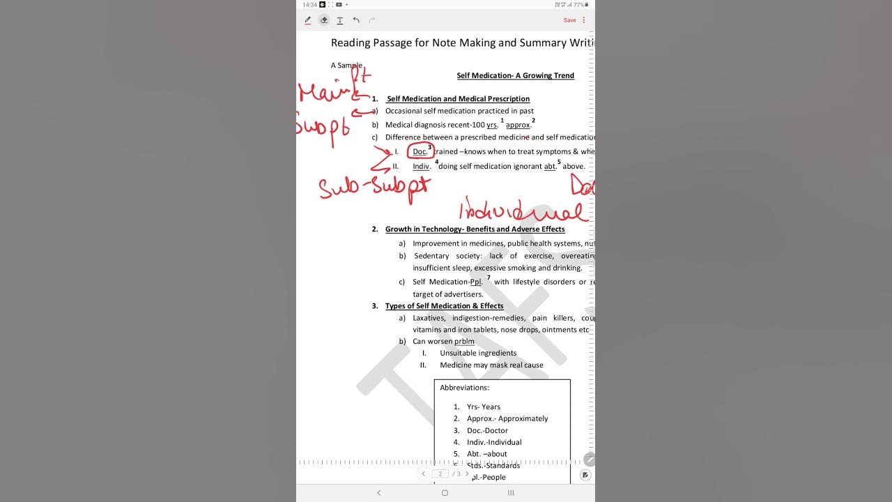 class 11 note making example - YouTube