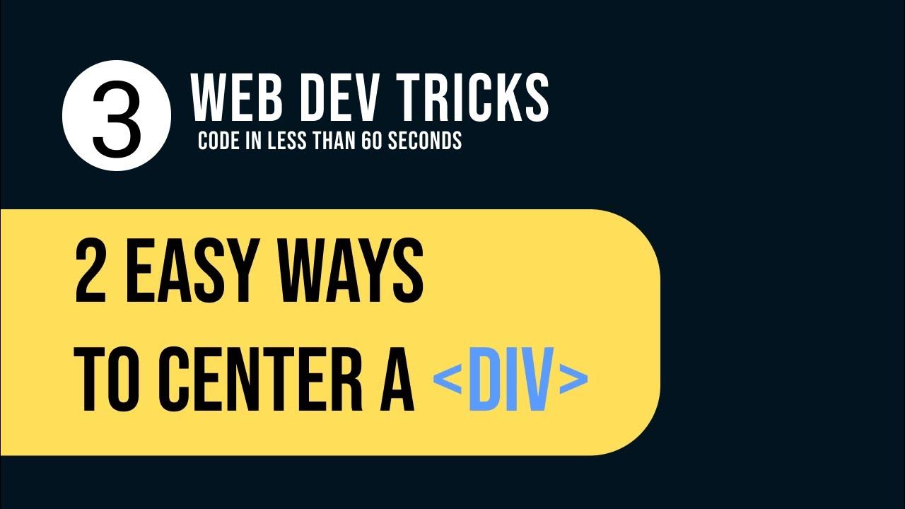 Web Dev Tricks 03: Centering div easily! - YouTube