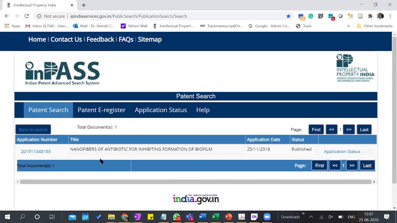 Patent Search India by application number - YouTube