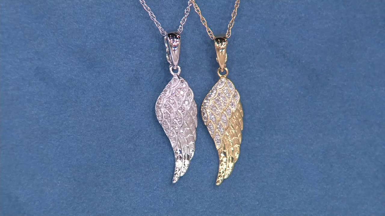 Angel Wing Diamond Pendant w/Chain, 14K, 1/10 cttw, by Affinity on QVC ...