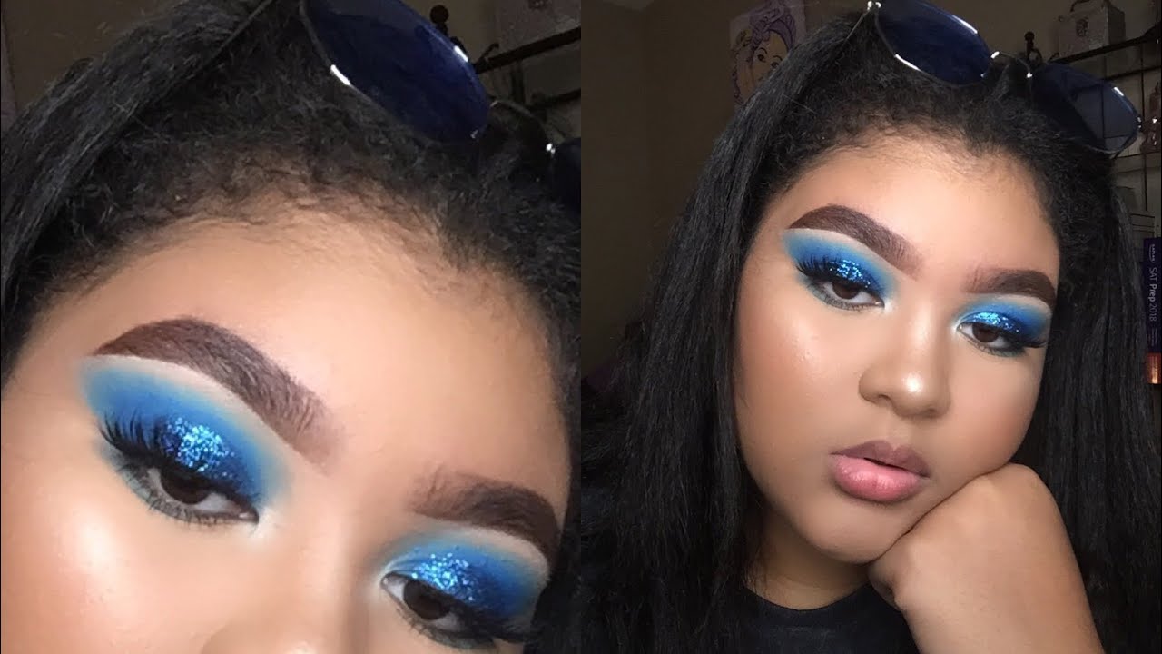 easy blue glitter eyeshadow tutorial! - YouTube