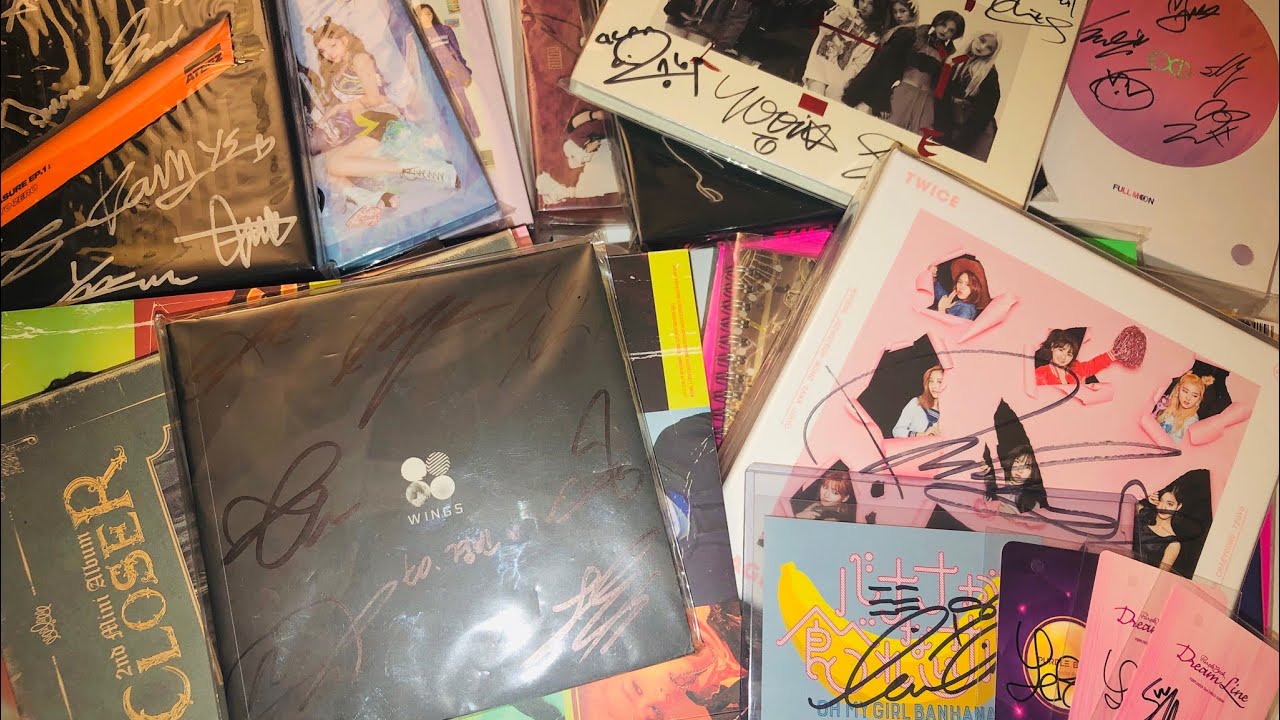my signed kpop album collection + signed photocards / postcard ...