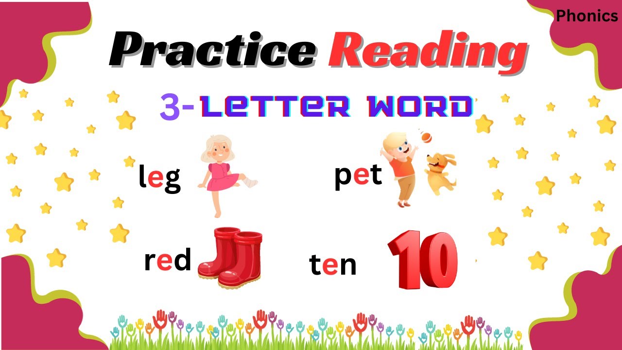 Learn to Read 3- letter word | Phonics | short vowel e sound words ...