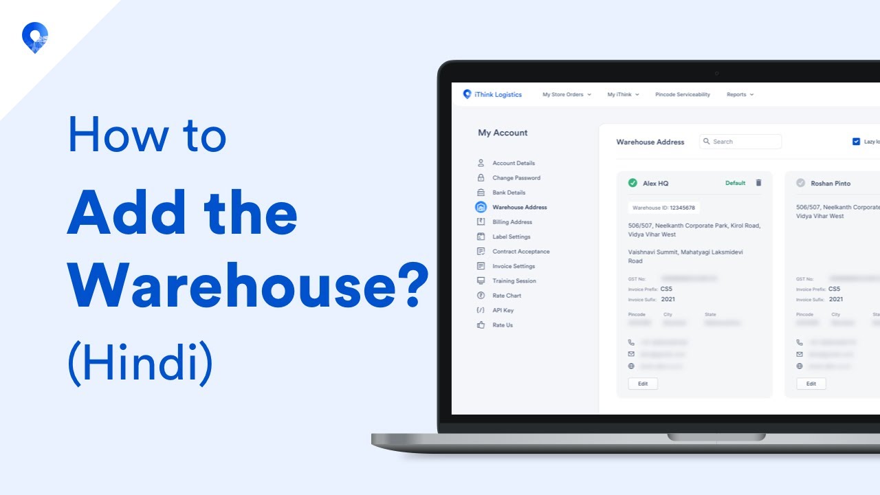 How to Add the Warehouse on iThink Logistics in Hindi - YouTube