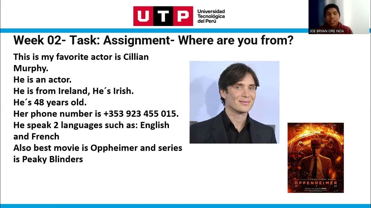Week 02- Task: Assignment- Where are you from? UTP - YouTube