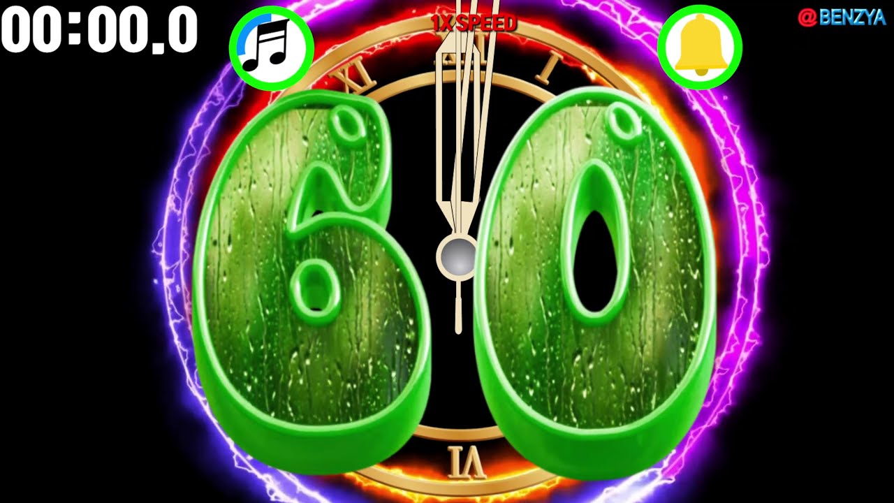 rain on the number surface, green 60 seconds countdown timer alarm🔔bbc - YouTube