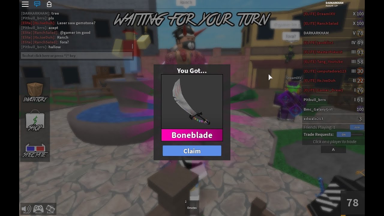 ROBLOX MM2 BONEBLADE WINNER!! GIVEAWAY WINNER - YouTube