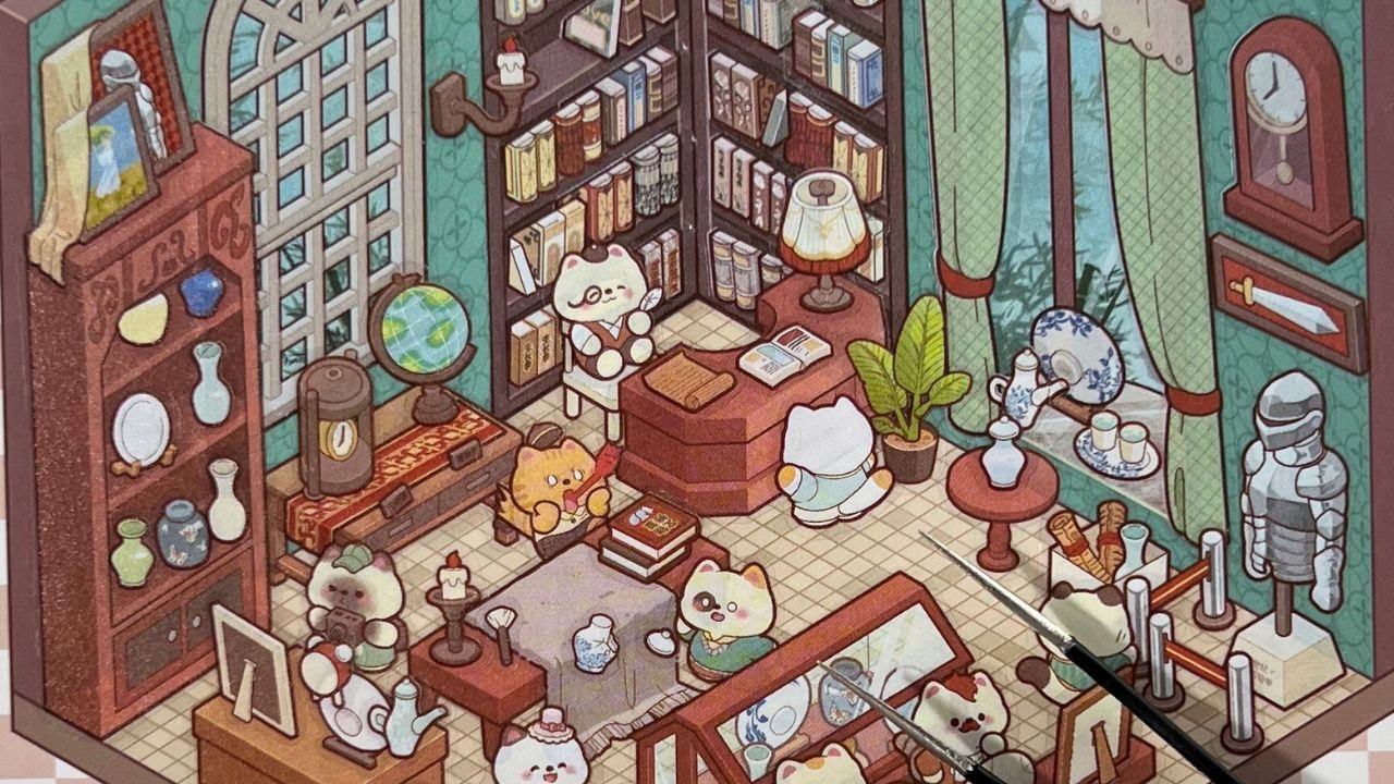 4K ASMR diy cute Museum scene 3D stickers - YouTube