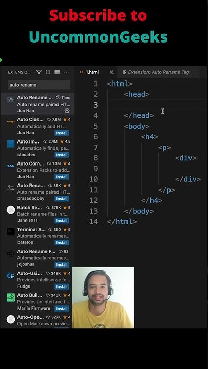 Learn Auto Rename tag Extension in Visual Studio Code and close tag automatically #shorts # ...