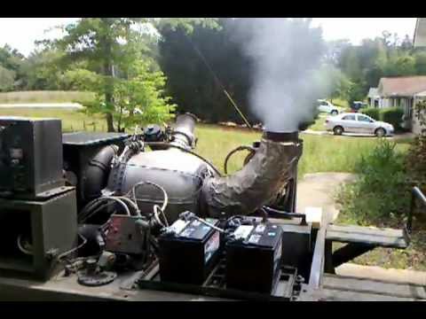 Gas Turbine Jet engine fire ball as it has a hard time starting - YouTube