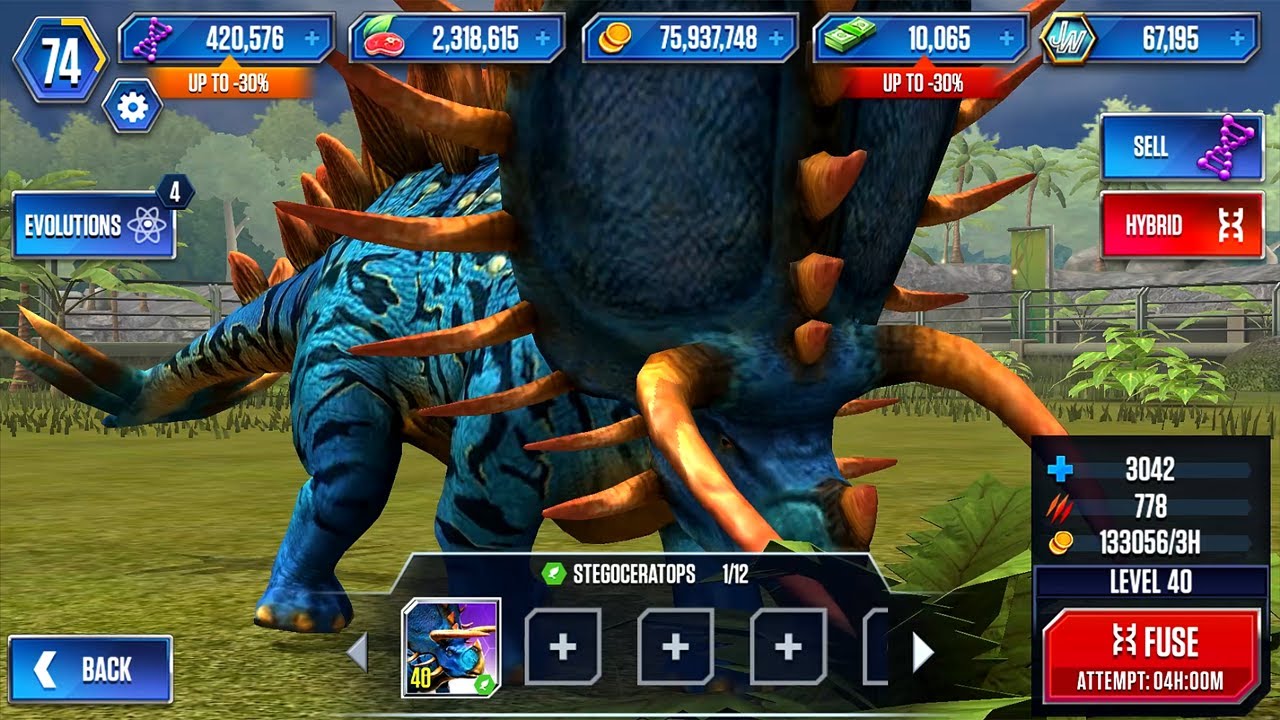 STEGOCERATOPS MAX LEVEL 40 - Jurassic World The Game - (iOS, Android ...