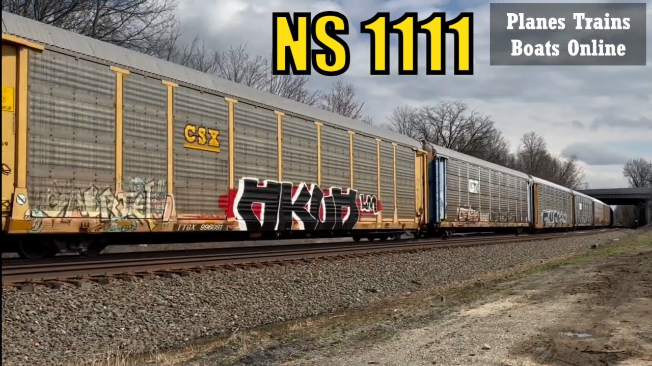 NS 1111 Locomotive Autoracks Train In Rootstown Ohio - YouTube