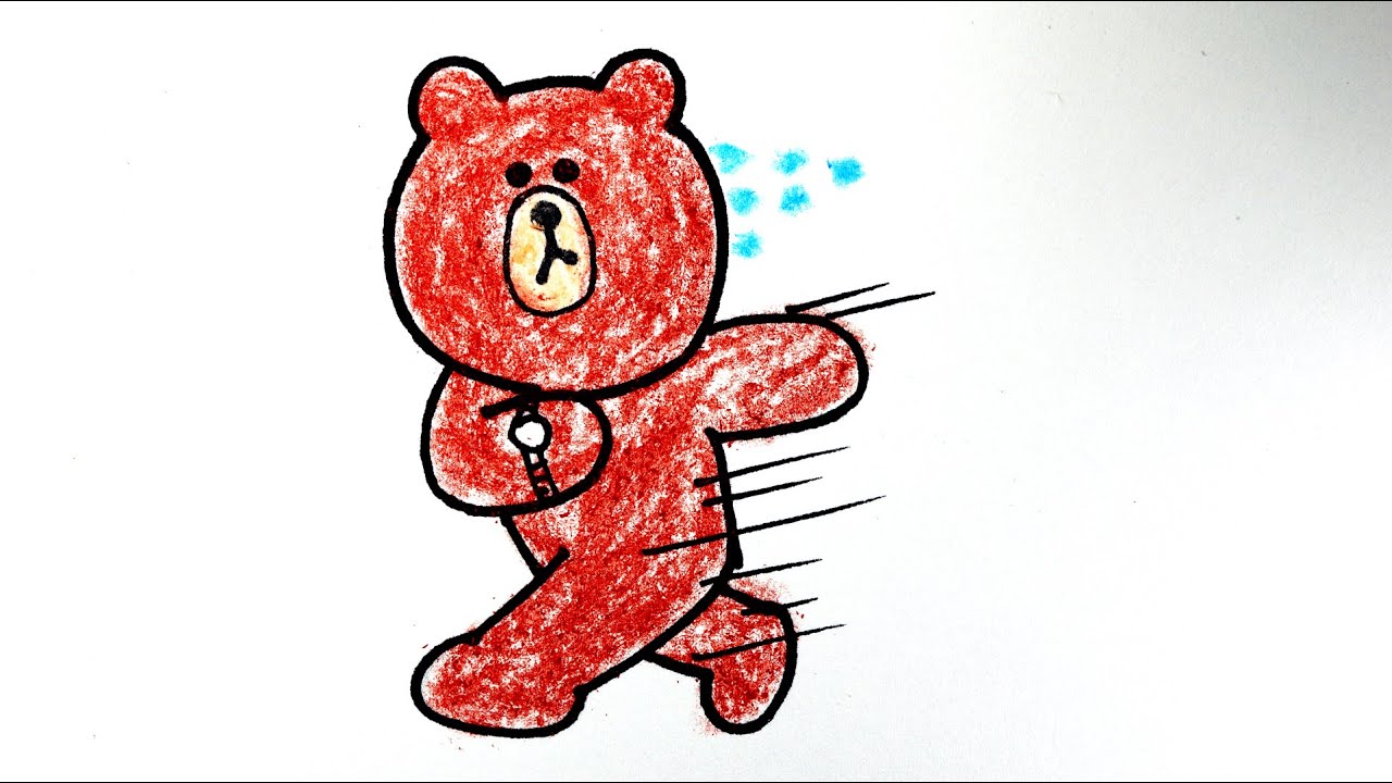 How to draw Bear Brown from Line Town / 라인타운 브라운 그리기 / cute かわいい 可愛 ...