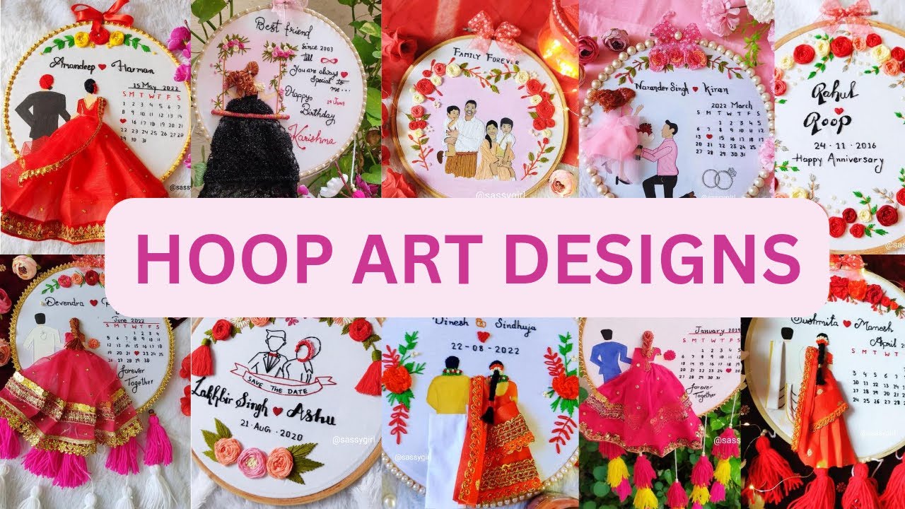 Hoop Art design| hoop art ideas | wall hanging | home decor - YouTube