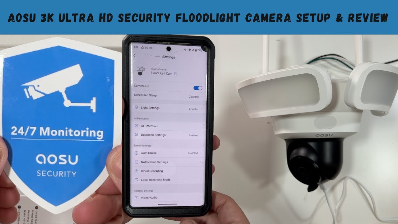 AOSU 3K Ultra HD Security Floodlight Camera Setup & Review - YouTube
