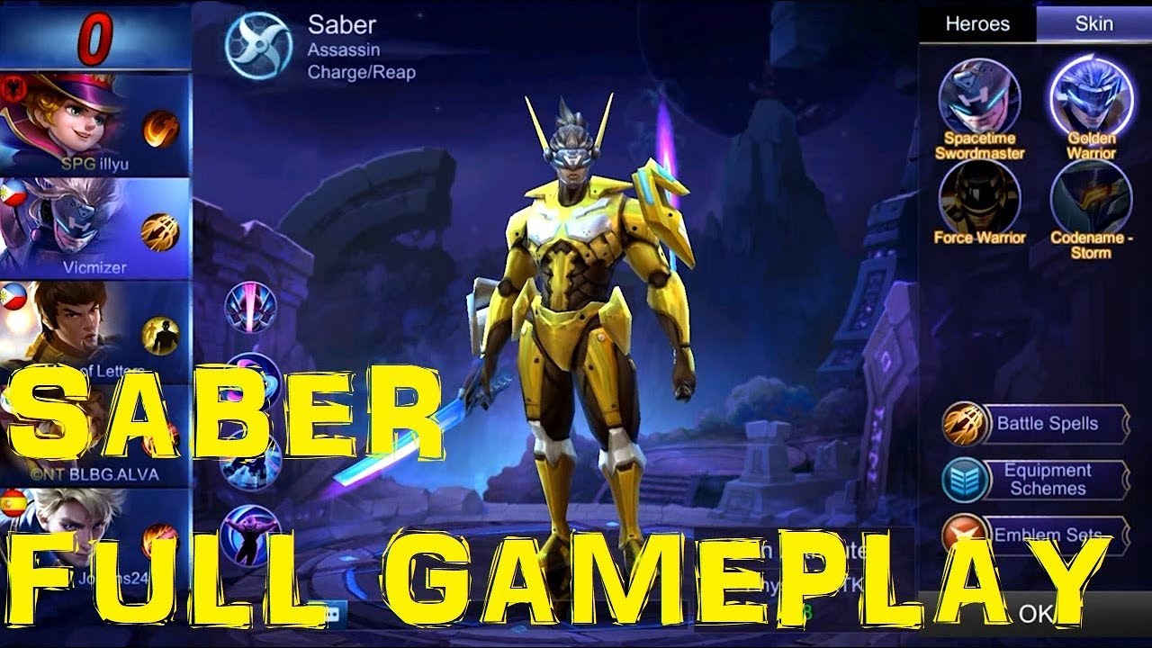 Mobile Legends - Saber Quick Game | Golden Warrior Skin - YouTube