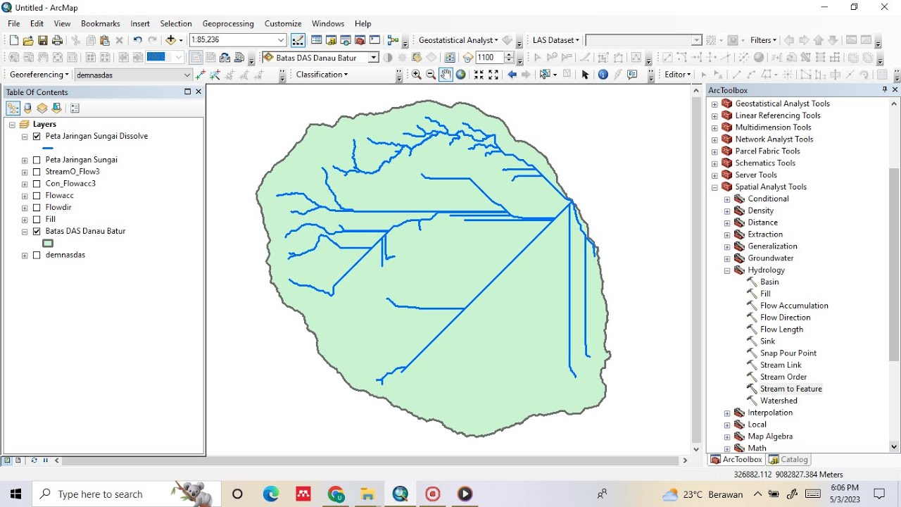 Tutorial "Membuat Peta Jaringan Sungai" Melalui Aplikasi ArcGIS - YouTube