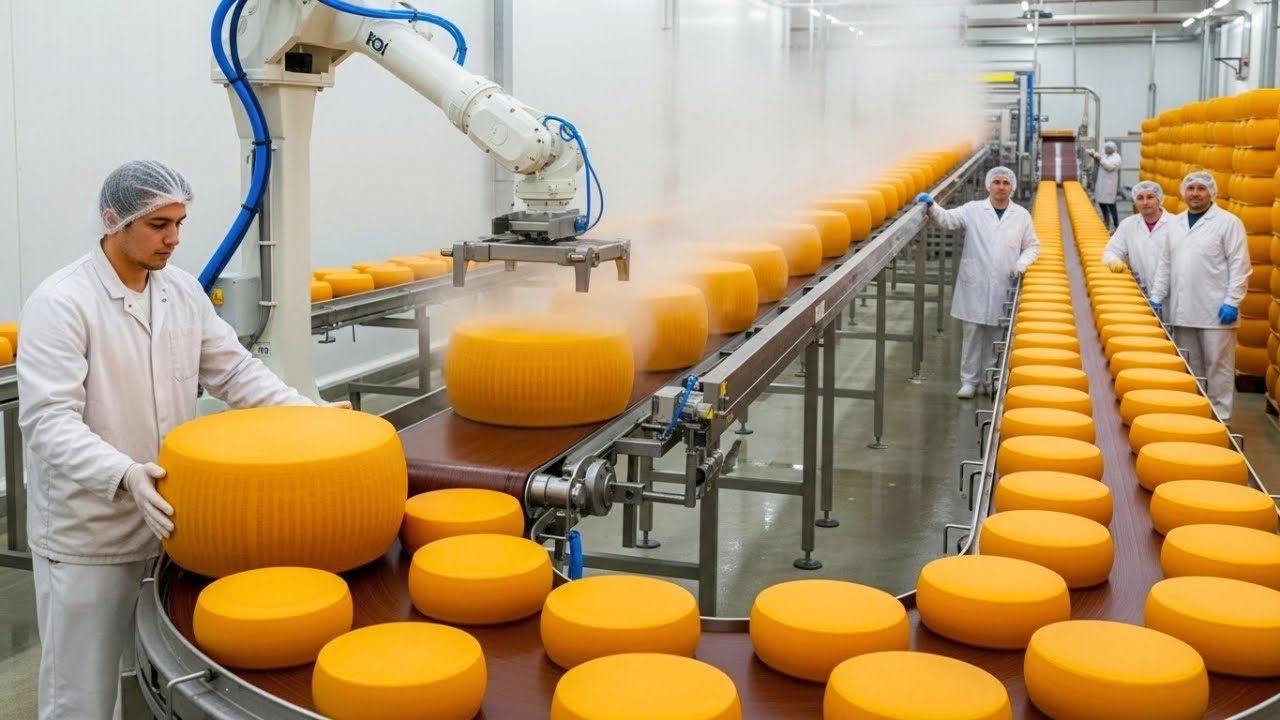 Inside a Modern Cheese Factory🧀: From Fresh Milk to Aged Cheese Blocks ...