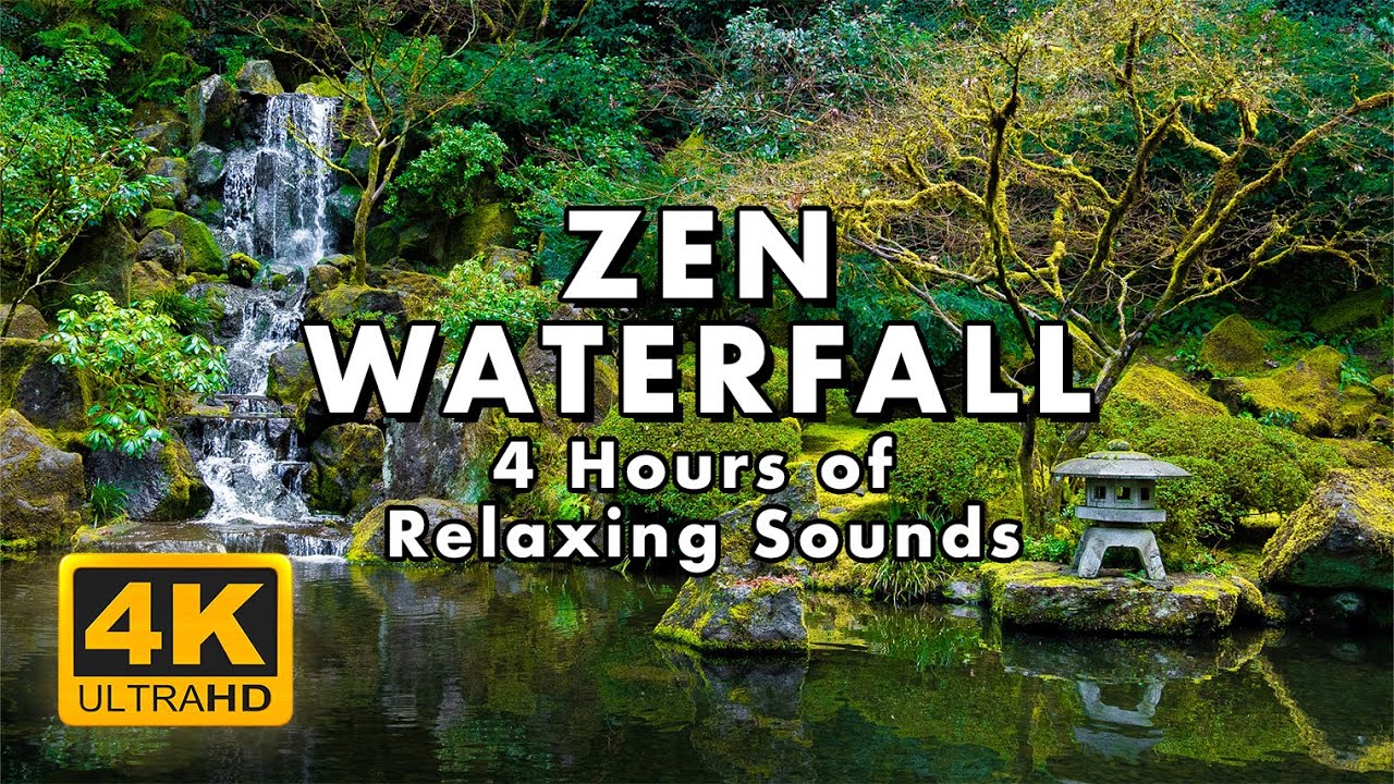 4hrs Relaxing Zen Waterfall and Rain Noise ASMR Sounds Portland ...