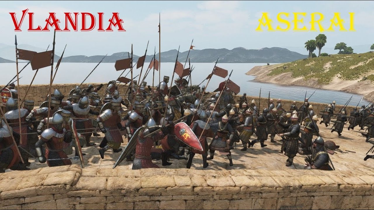 Battle of the Desert Bridge 2000 Vlandia vs Aserai AI battle- Mount and ...