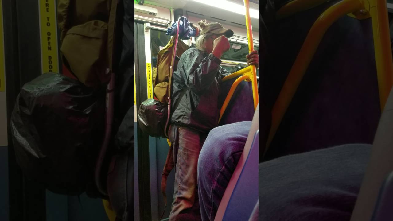 Crazy drunk native american on bus 6 portland - YouTube