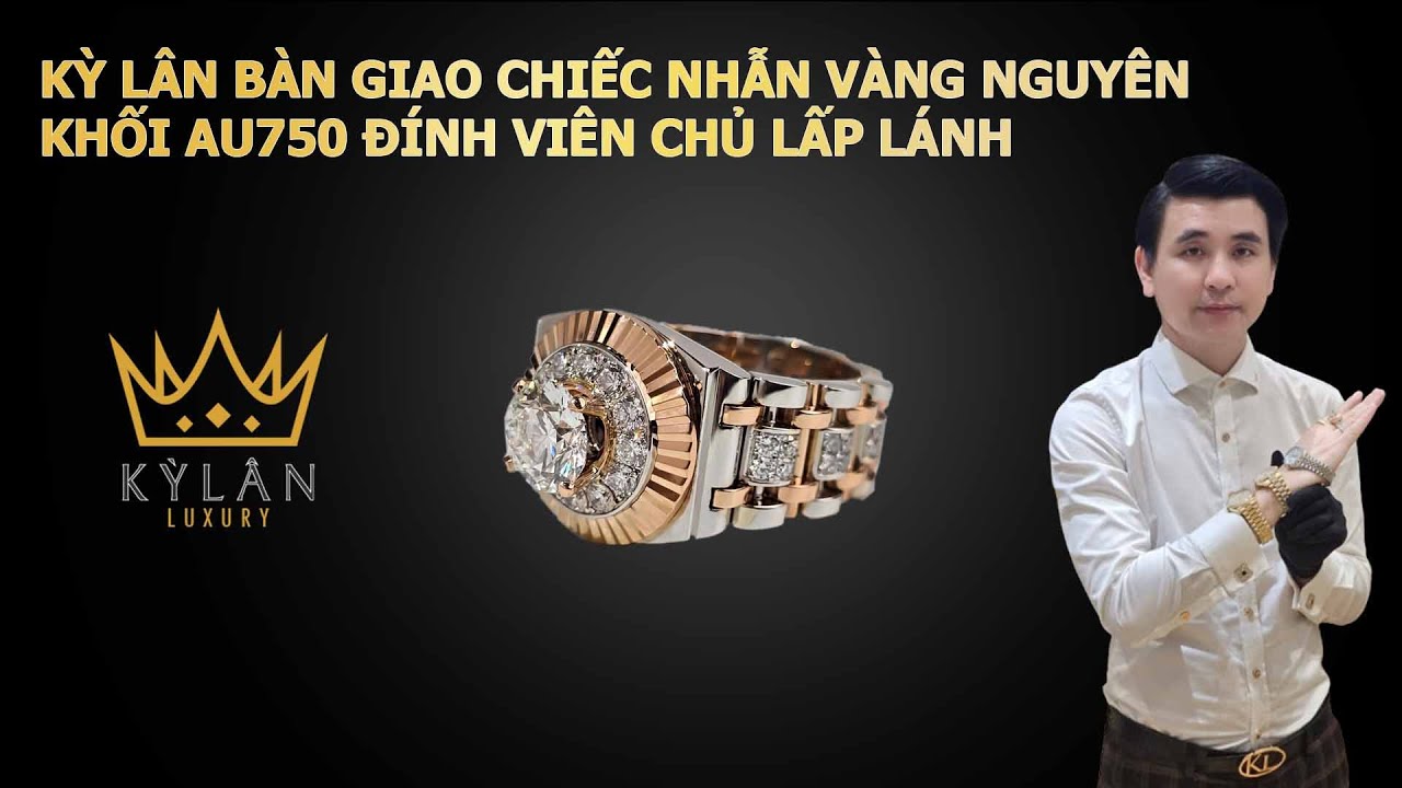 Kỳ Lân bàn giao chiếc nhẫn vàng nguyên khối Au750 với viên chủ lấp lánh ...