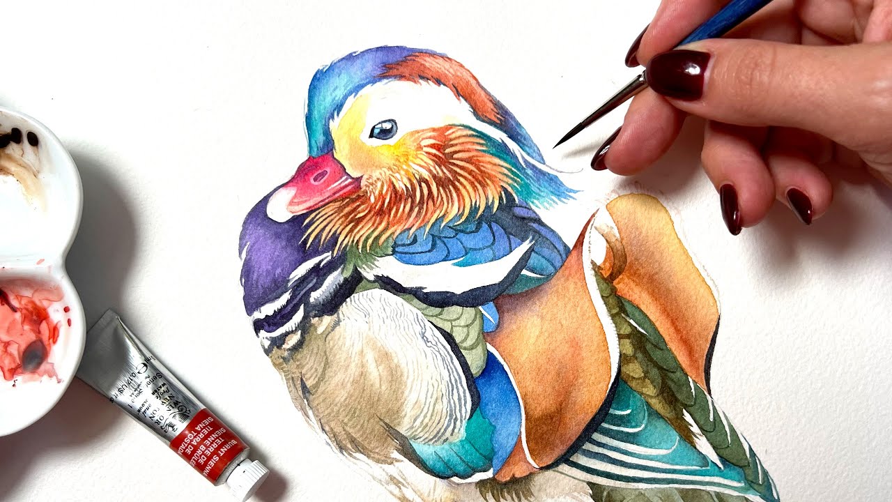 Mandarin Duck 🦆 Watercolor Tutorial & Negative Painting Examples - YouTube