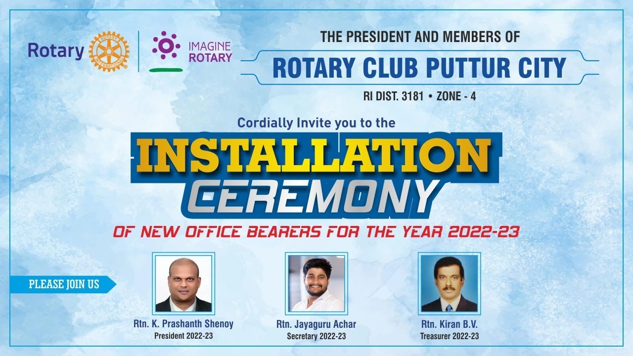 LIVE : ROTARY CLUB PUTTUR CITY - INSTALLATION CEREMONY OF NEW OFFICE ...