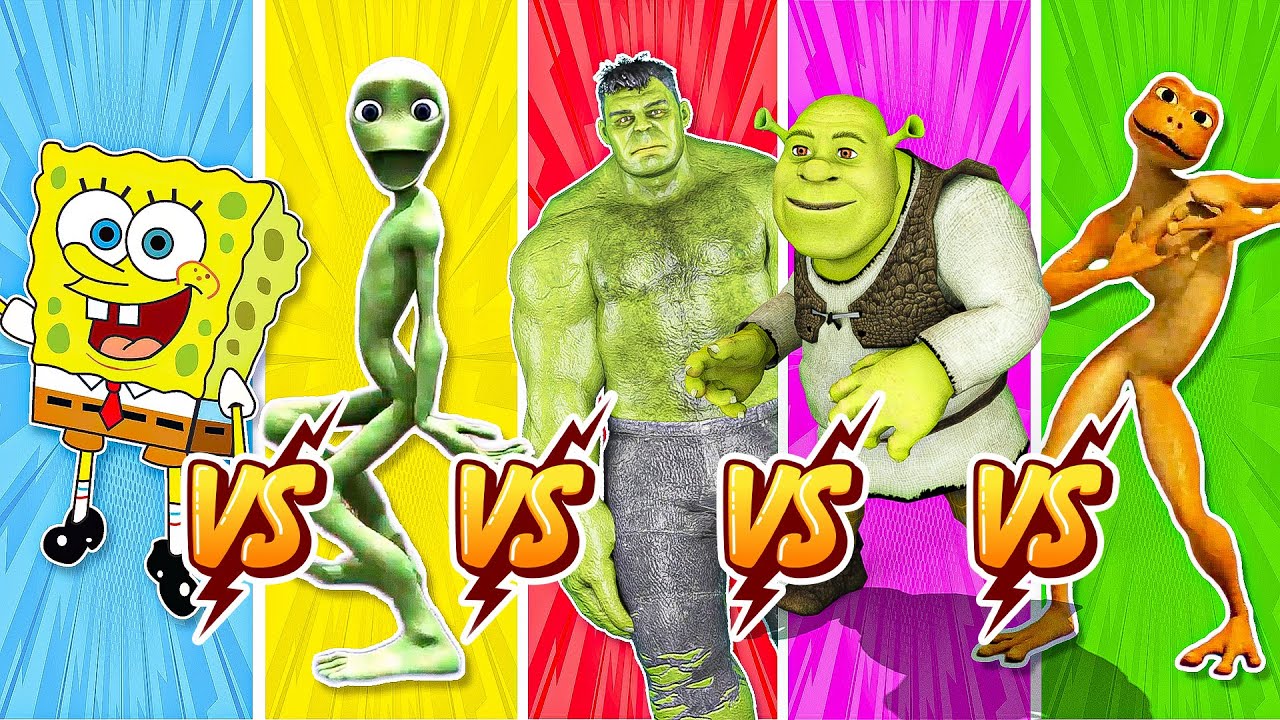 Alien dance dame tu cosita vs Shrek vs SpongeBob - YouTube