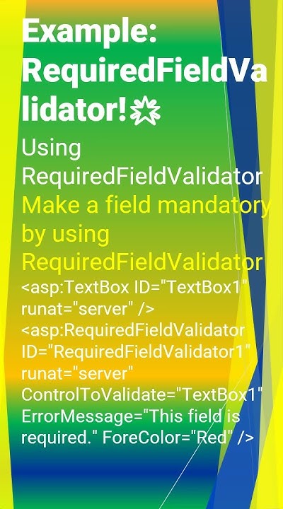 What are Validation Controls in WebForms?#Shorts - YouTube
