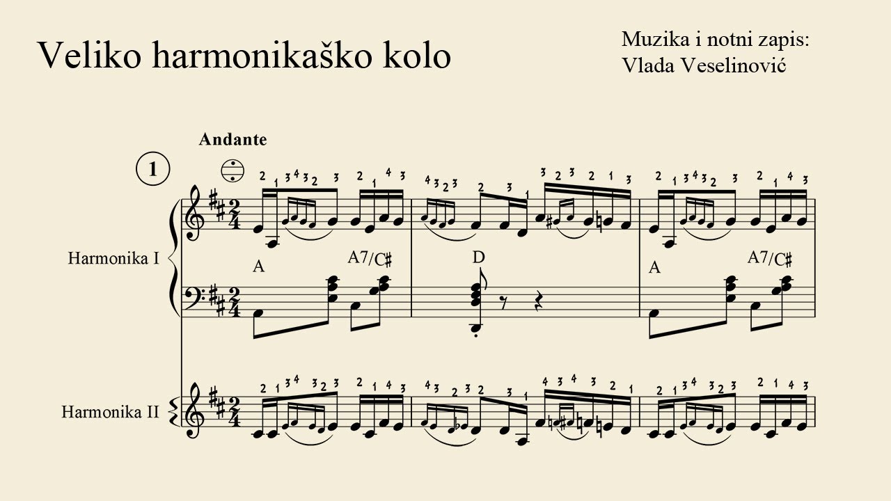 Notni zapis - primeri iz knjige NOVA KOLA - Veliko harmonikaško kolo ...