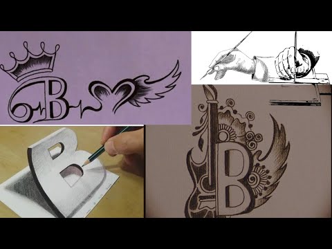 how to make letter B drawing/tattoo (offical video) by Harmanjotmaan # ...