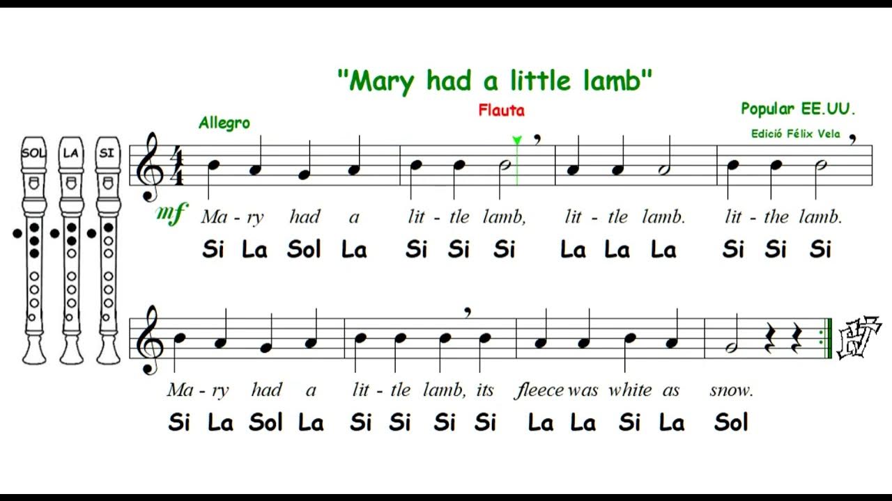 Mary had a little lamb (Flauta con las notas) - YouTube