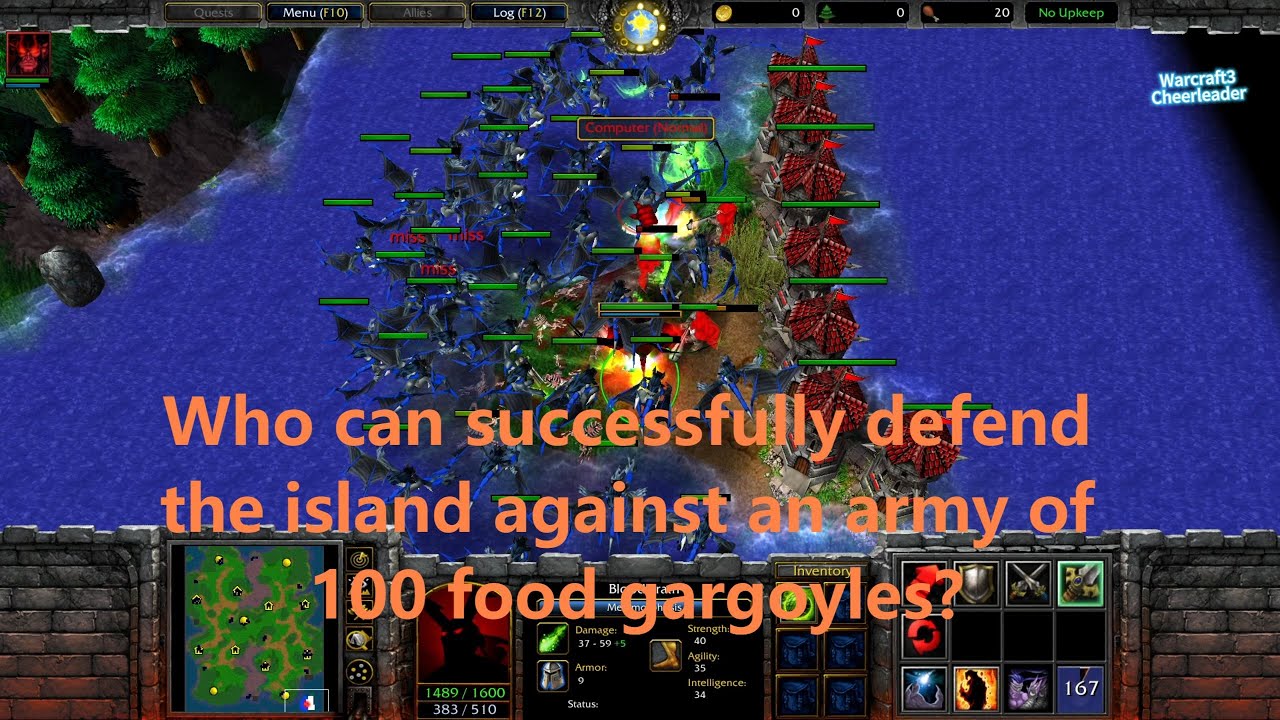 [WC3]Who can defend the island against an army of 100 food gargoyles ...