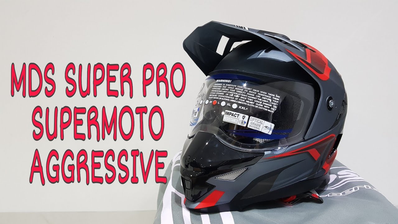 Helm MDS Super Pro Supermoto Aggressive Review - YouTube